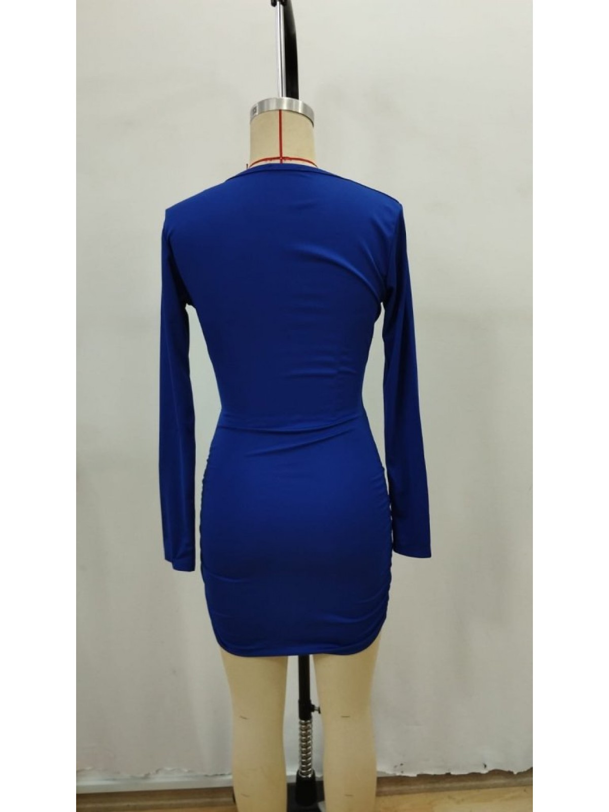 Women's Long Sleeve Cross Low-Cut Detail Mini Sandy Dress, 28424