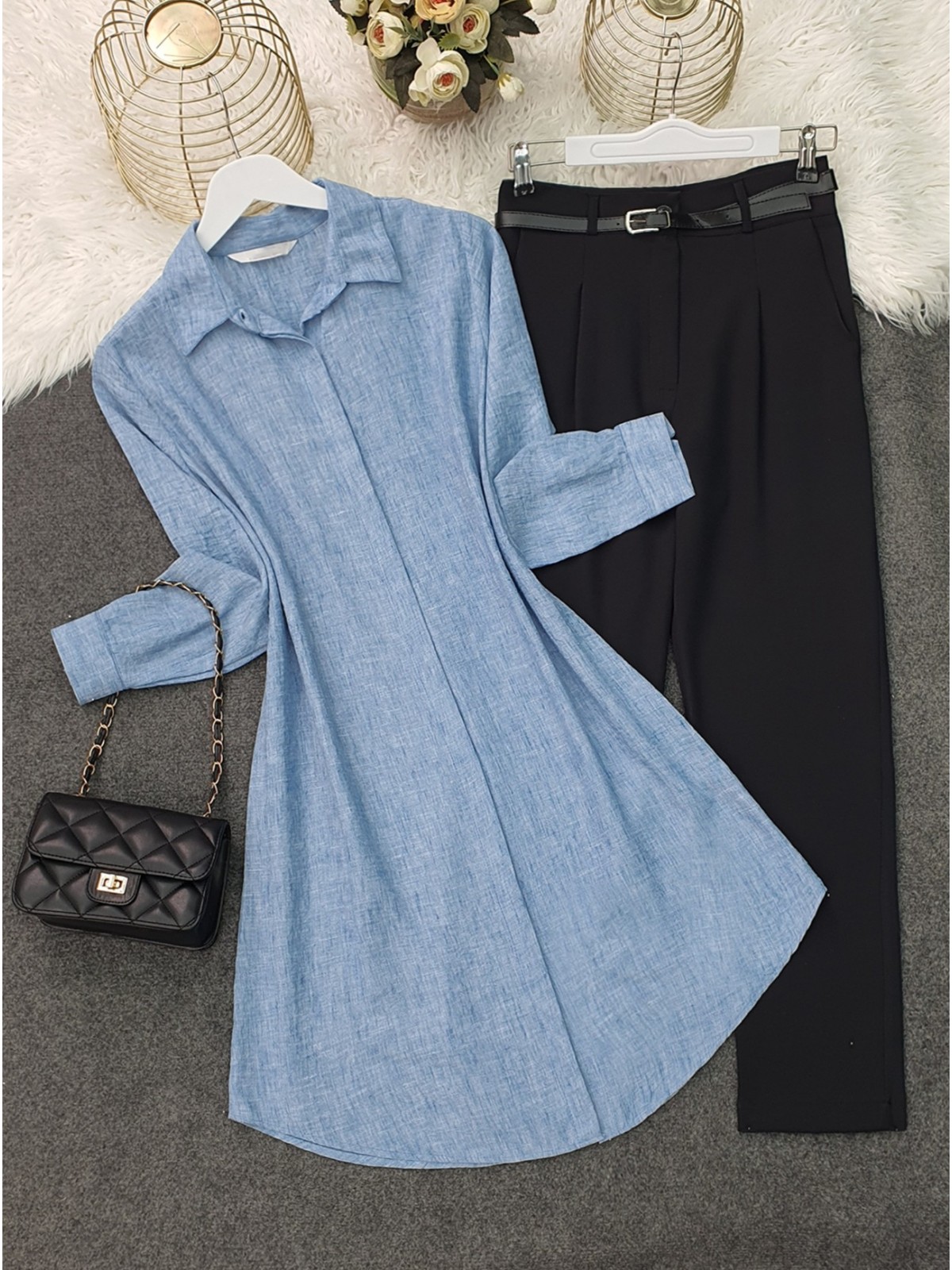 Linen Tunic with Hidden Buttons