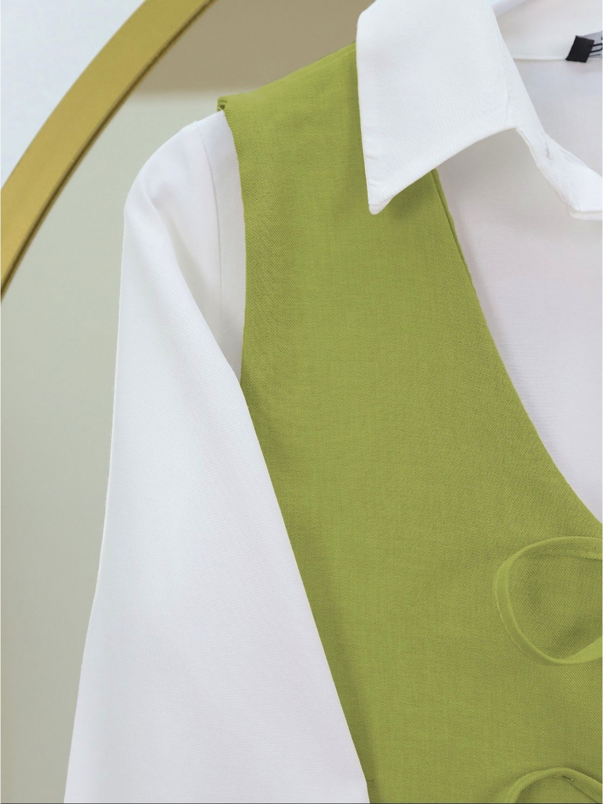 Linen Suit with Laced Vest and Wide Leg Trousers